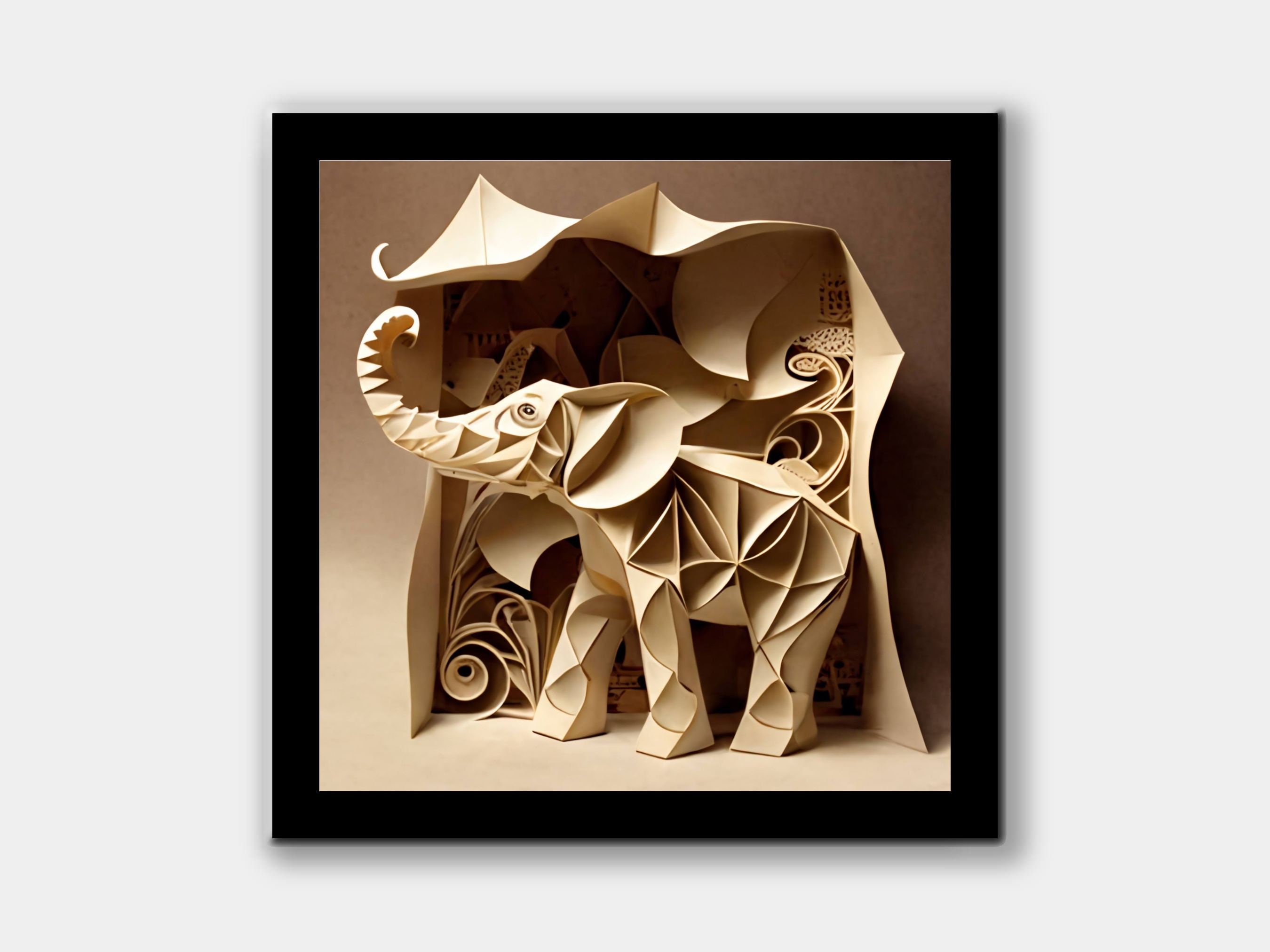 Elephant in Paper Digital Download, Kirigami 3D Print, Elephant Gifts ...
