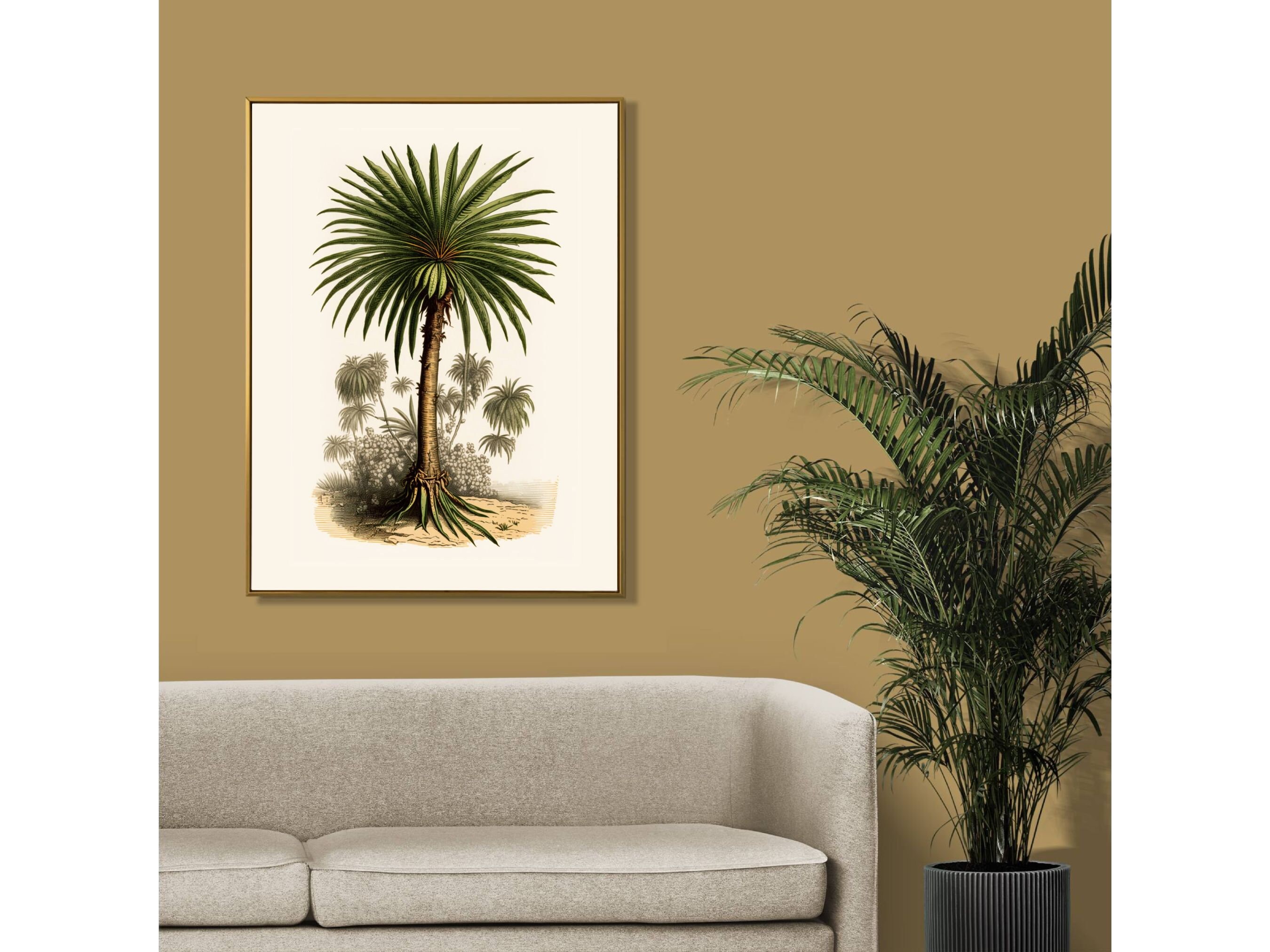 Vintage Palm Art, Antique Palm Tree, Digital Download, Tropical Wall ...