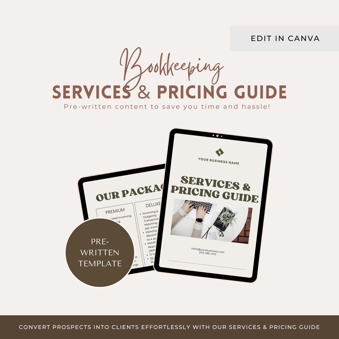 Bookkeeper Services and Pricing Guide Canva Template Bookkeeping ...