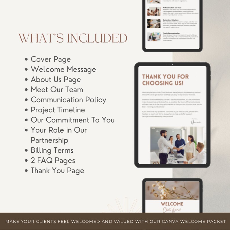 Bookkeeping Client Welcome Packet Template Canva Template New Client Service Guide Minimalist ...