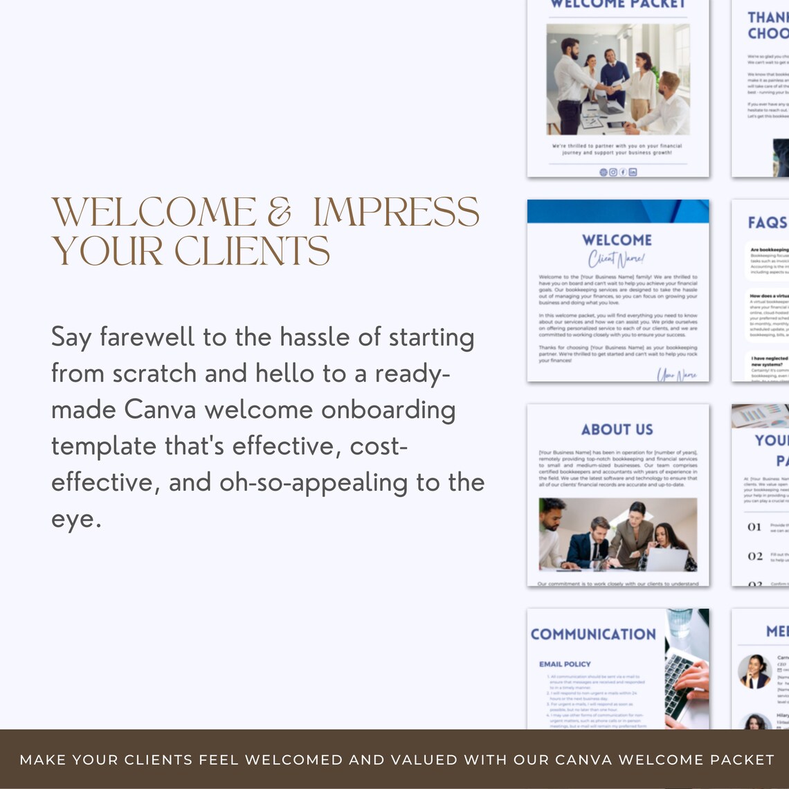Blue Bookkeeping Client Welcome Packet Template | Canva Template | New Client Service Guide ...