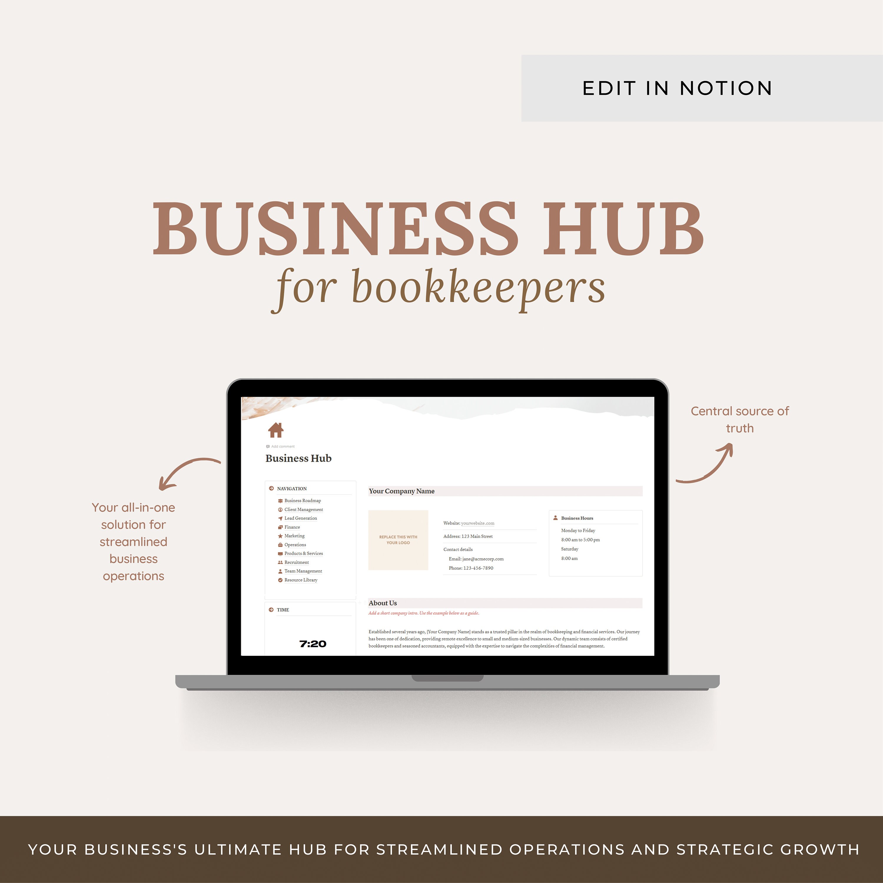 Bookkeeping Notion Hub Template Small Business Wiki Minimalist ...