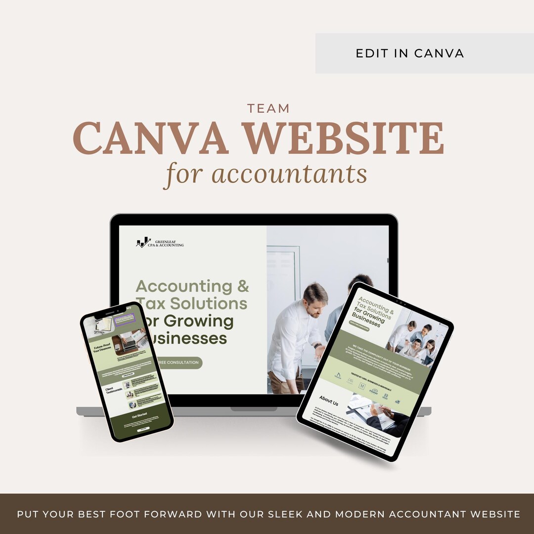 Accountant Canva Website Template: Bookkeeping Landing Page (PDF Guide Included - Etsy