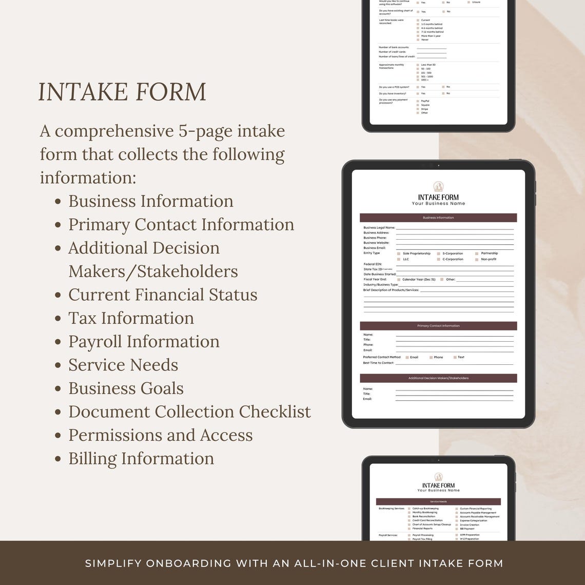 Accounting Client Intake Form Template: Bookkeeper Onboarding (canva ...