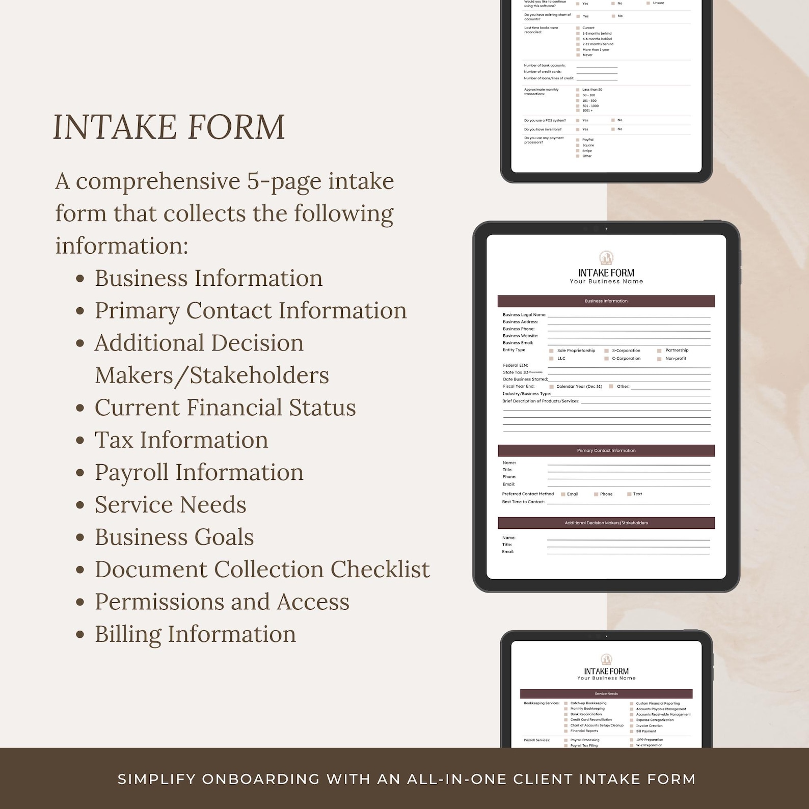 Accounting Client Intake Form Template: Bookkeeper Onboarding (canva ...