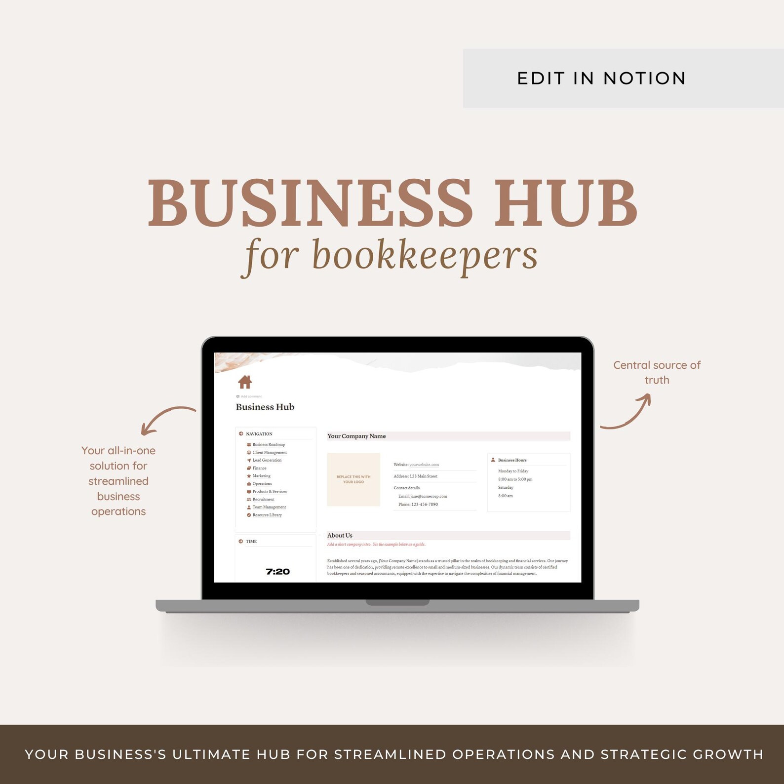 Bookkeeping Notion Hub Template Small Business Wiki Minimalist ...