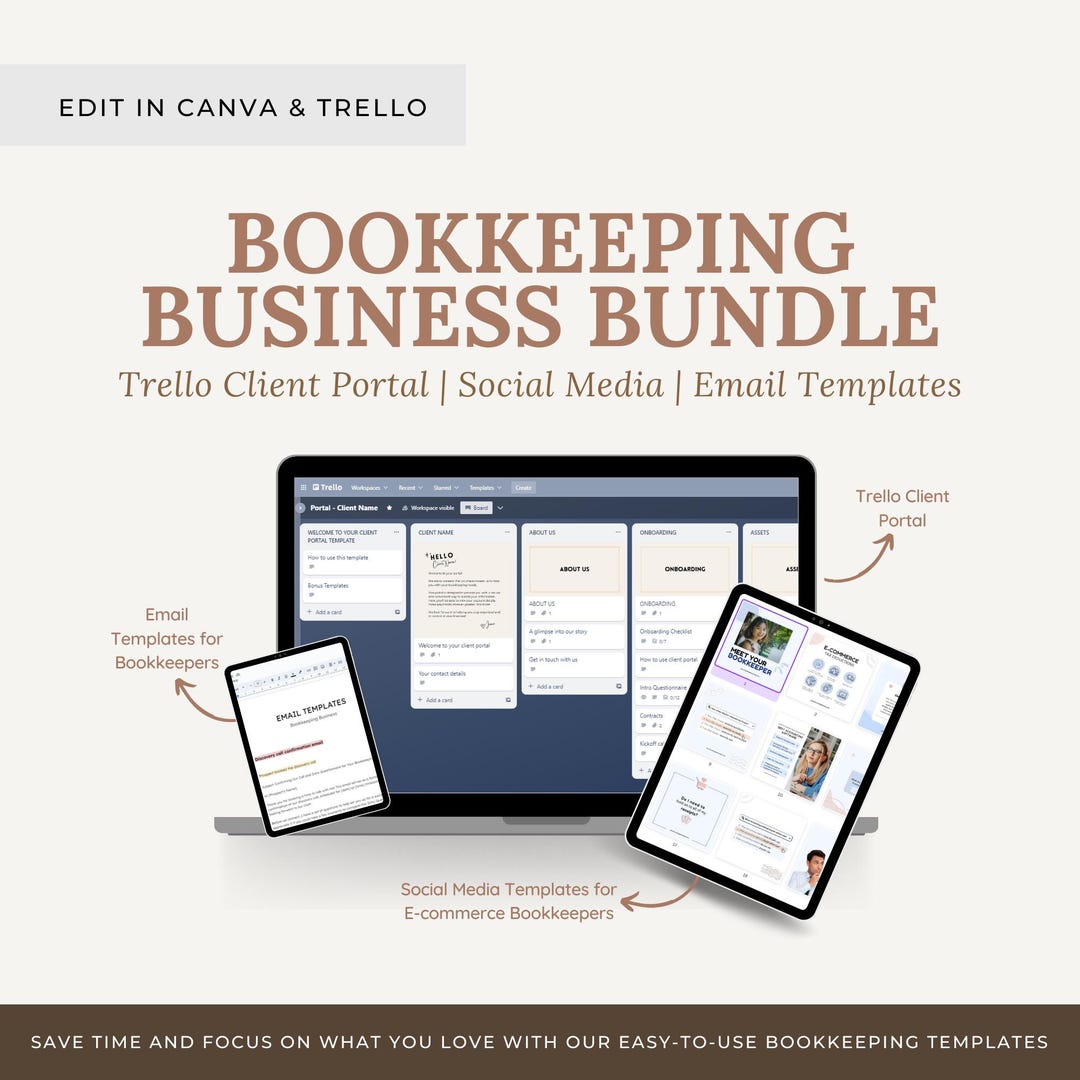 Bookkeeping Business Bundle: Trello Client Portal, Email & Social Media ...