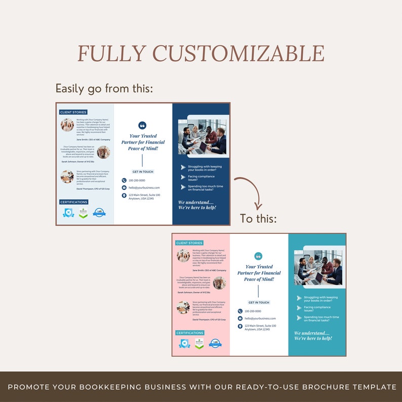 Bookkeeping Service Flyer Template Editable Trifold Brochure for ...