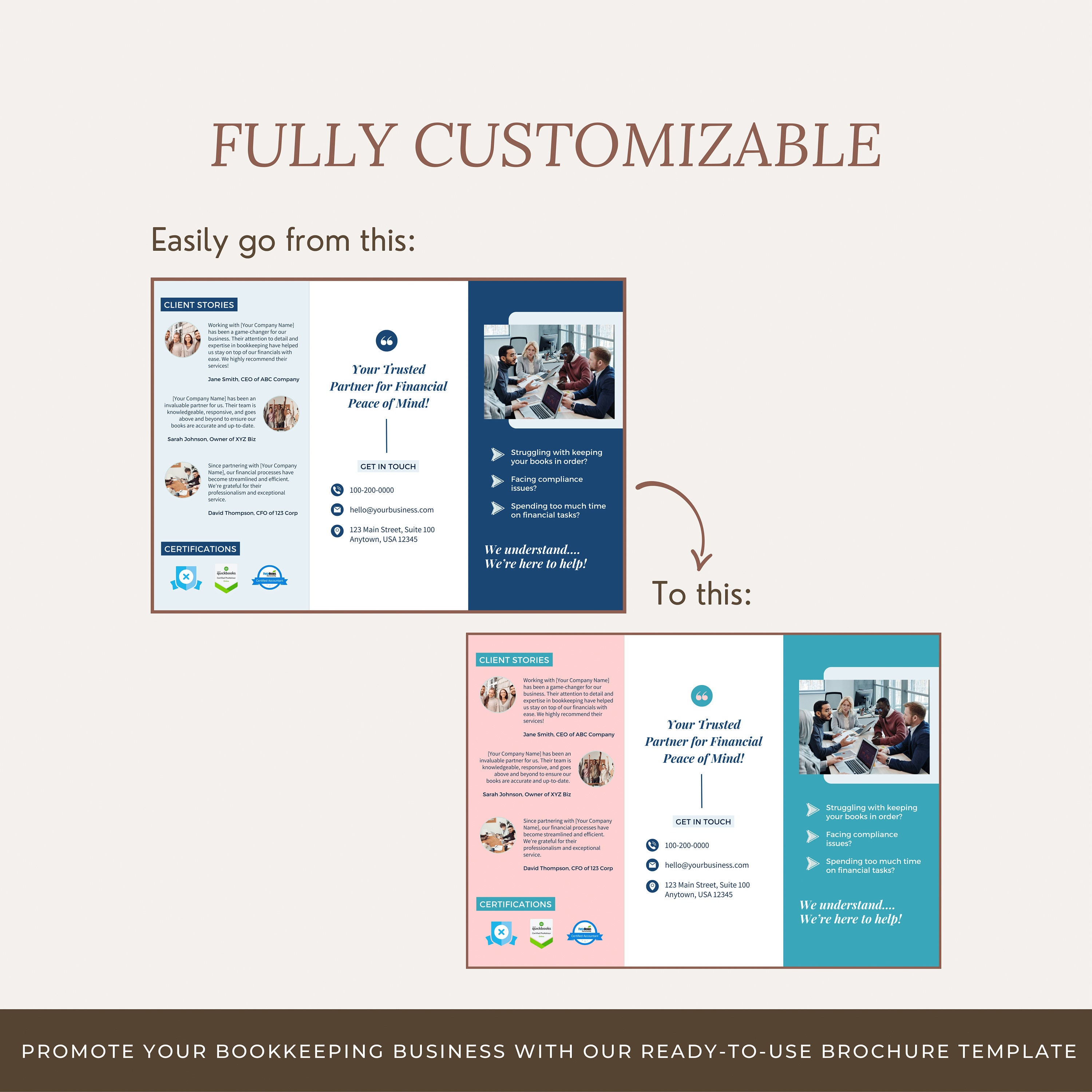 Bookkeeping Service Flyer Template Editable Trifold Brochure for ...