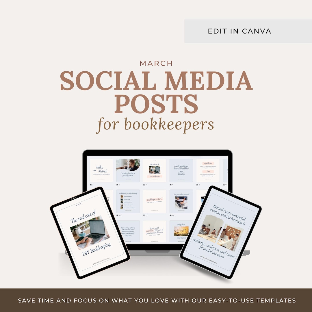 March Social Media Templates: Bookkeepers & Accountants, Canva Posts ...