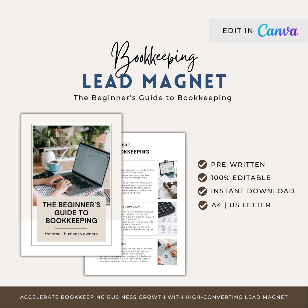 Bookkeeper Lead Magnet Editable Lead Generator Canva Template - Etsy