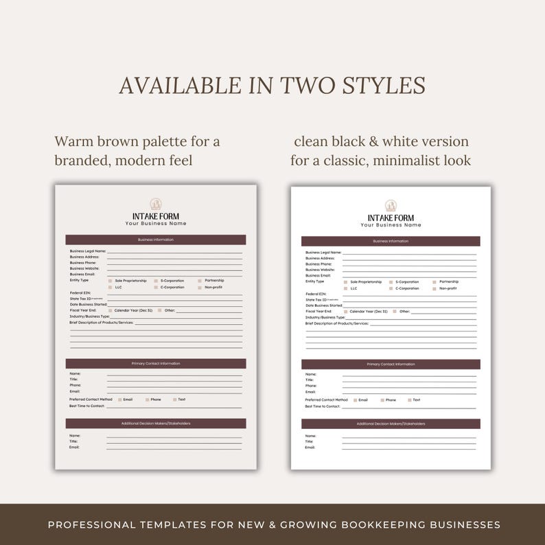 Bookkeeper Client Onboarding Forms: Canva Template Bundle (digital ...