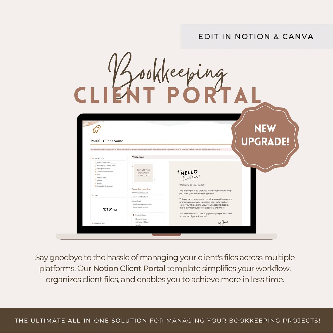 Ultimate Notion Bookkeeping Bundle Business Kit Client Portal Business ...