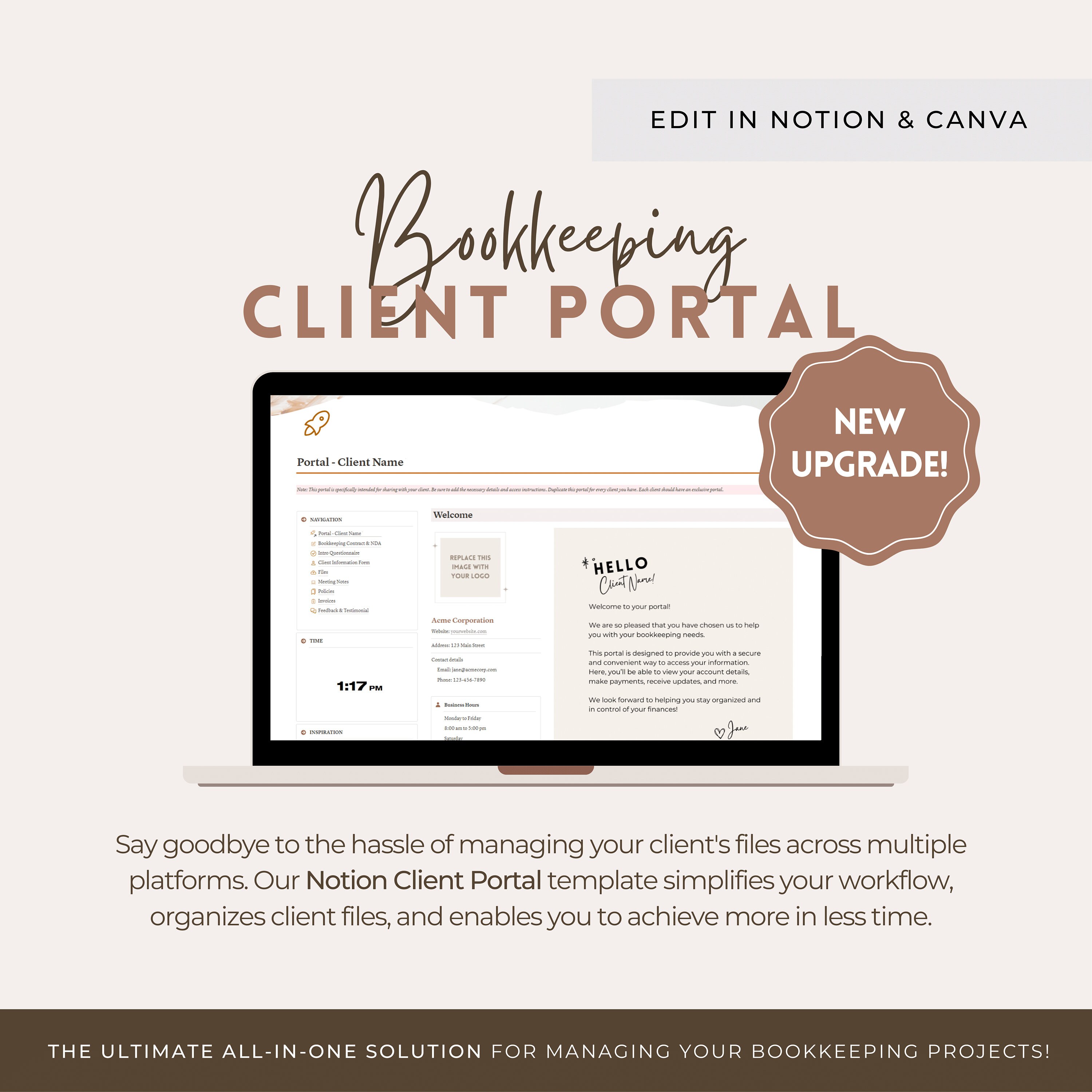 Ultimate Notion Bookkeeping Bundle Business Kit Client Portal Business Hub Accountant Branding ...