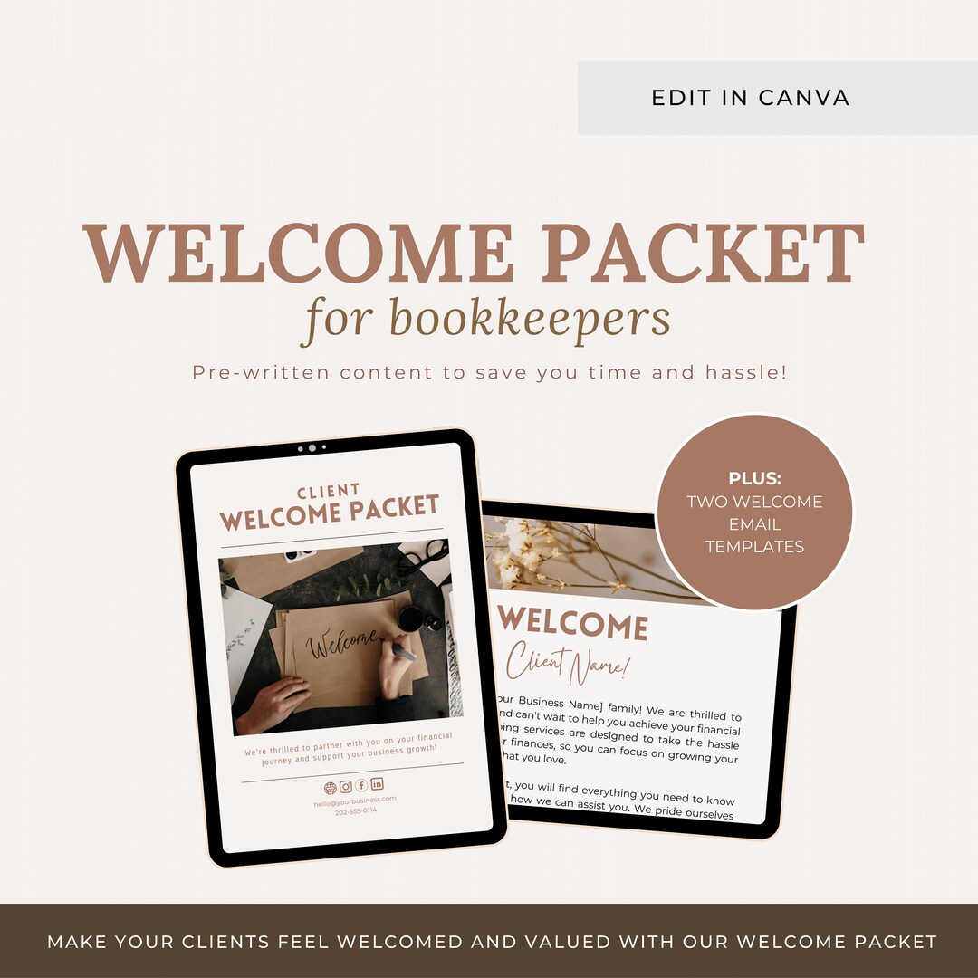 Bookkeeping Client Welcome Packet Template Canva Template New Client ...