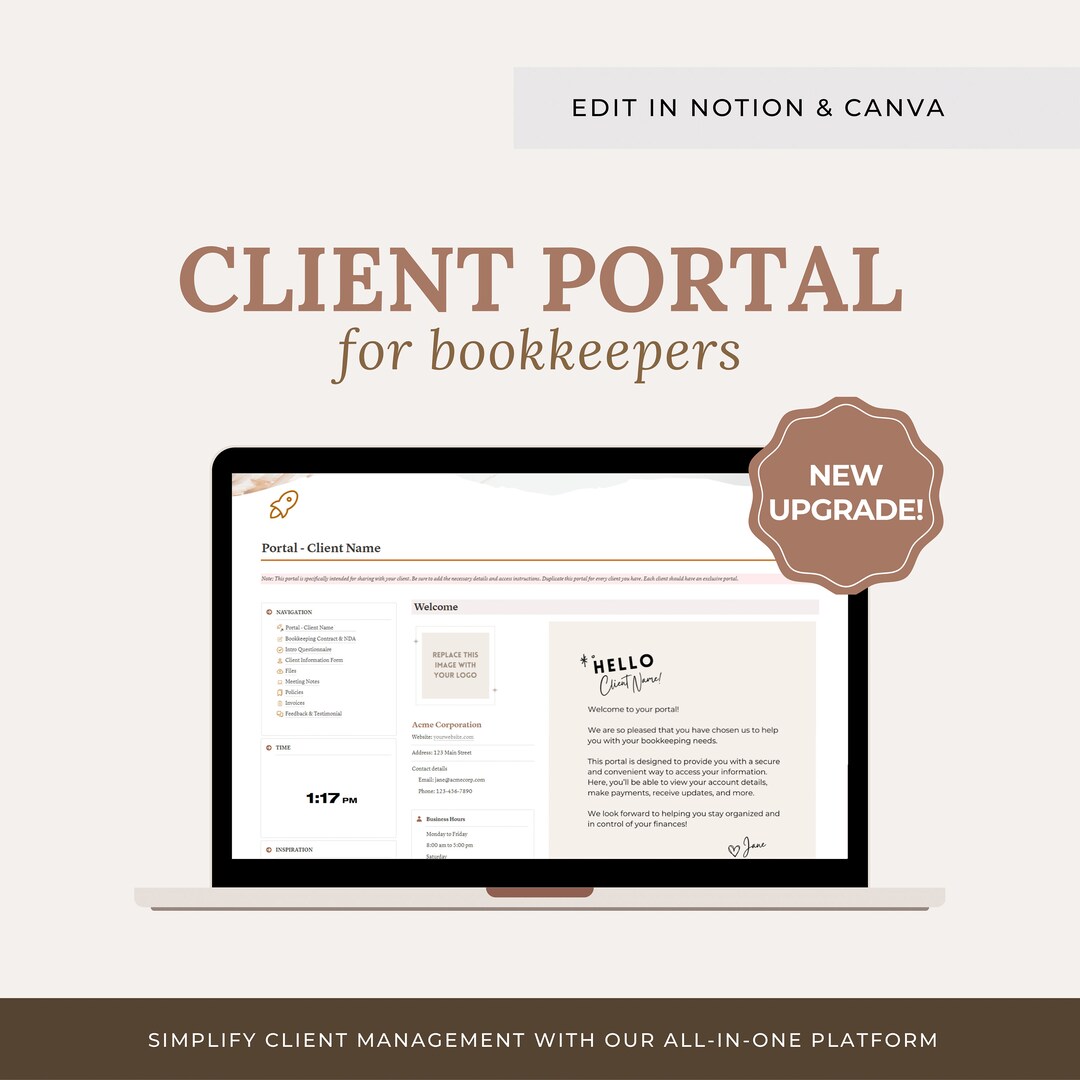 Notion Client Portal for Bookkeepers | Accountants | Client Onboarding ...