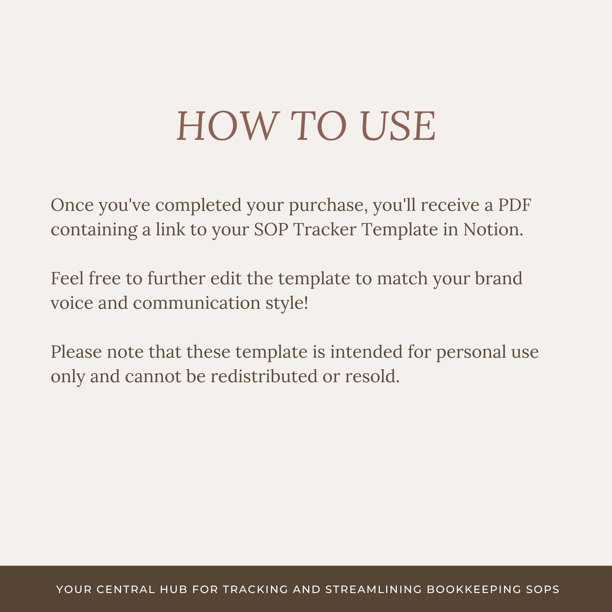 SOP Tracker for Bookkeepers and Accountants, Standard Operating ...