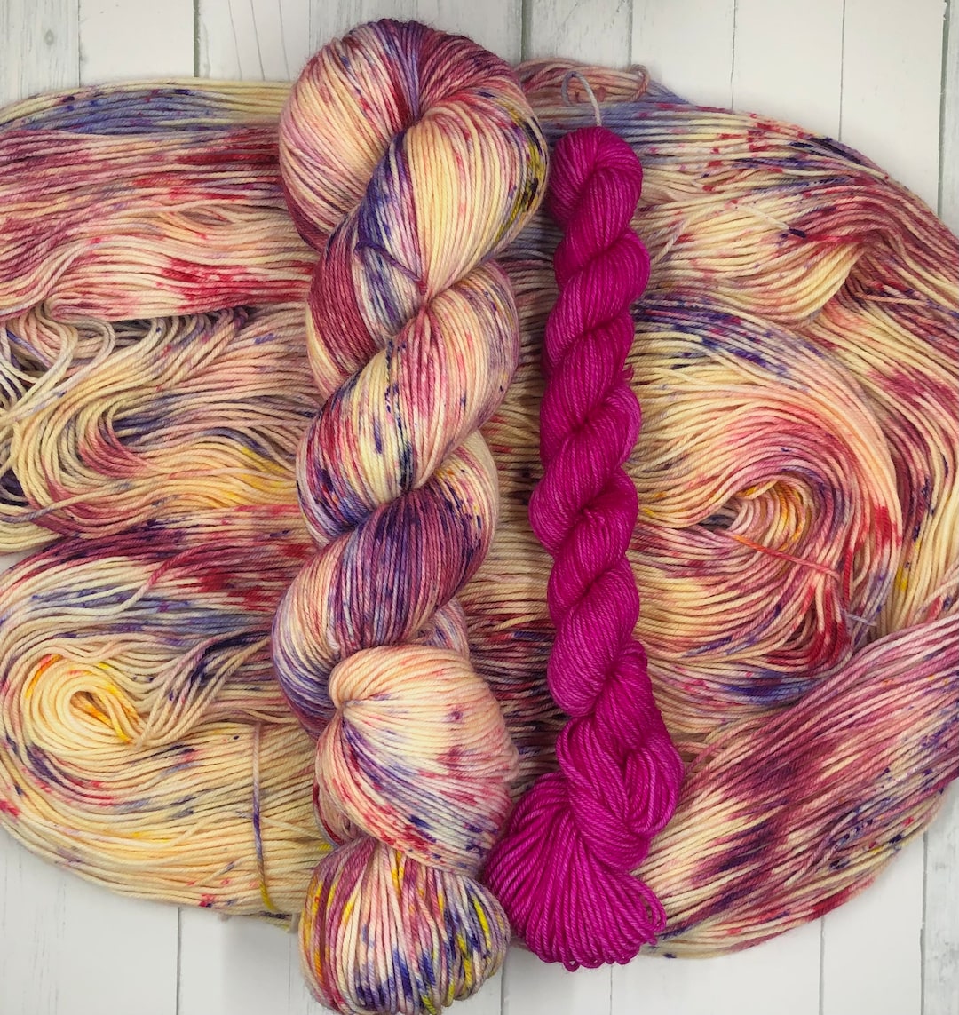 Hand Dyed Yarn - Galentine’s Day Sock Set - 100g Skein - 20g Mini Skein ...