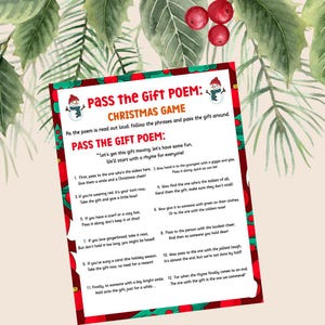 Pass the Gift Poem,christmas Pass the Gift Poem Game, Printable ...