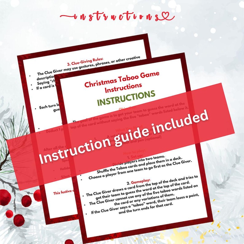 Christmas Taboo Game,christmas Family Taboo Game Cards, Printable-104 ...