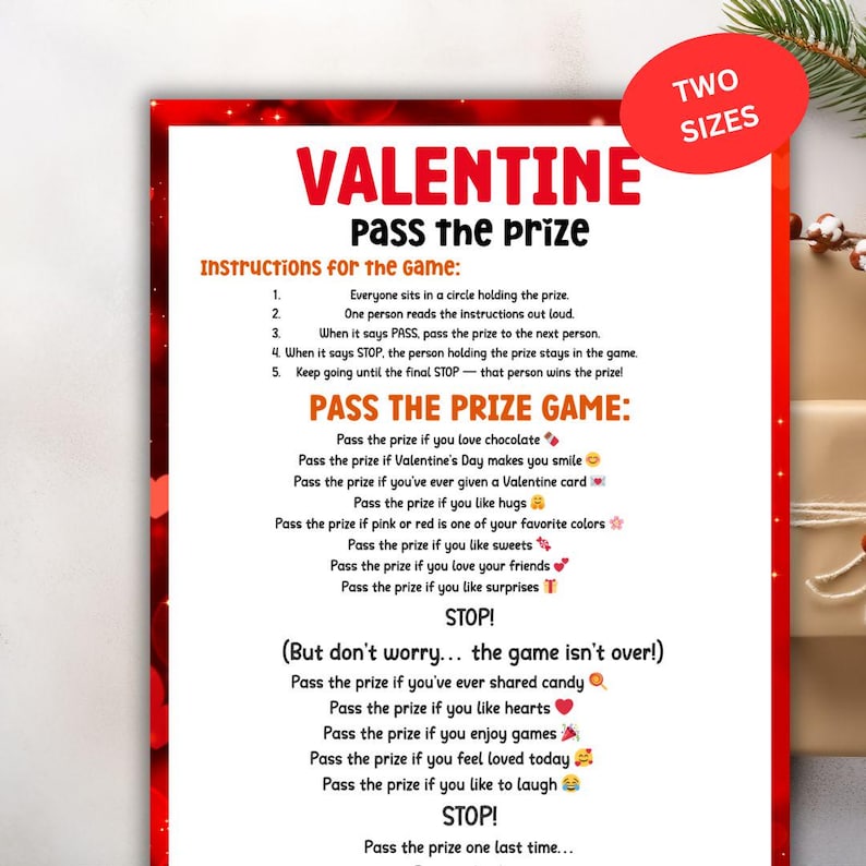 Valentine’s Day Pass the Prize Game Printable | Fun Valentine Party ...