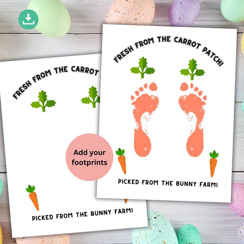 Printable Farm Sign Carrot Patch Easter Footprint Art,easter Cards for ...