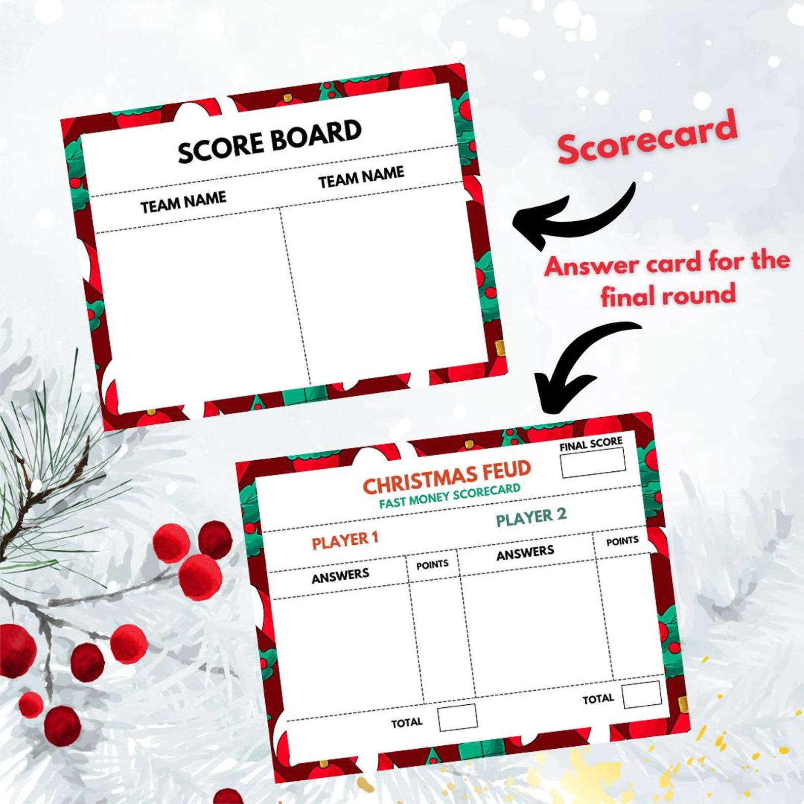 Christmas Party Feud,christmas Family Feud Game Cards, Printable-50 ...
