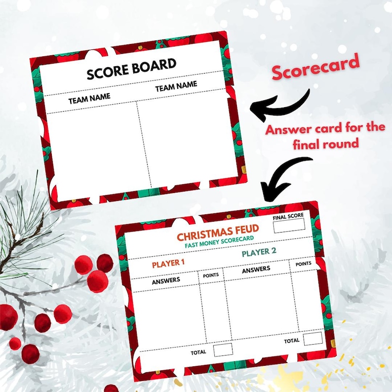 Christmas Party Feud,christmas Family Feud Game Cards, Printable-50 ...