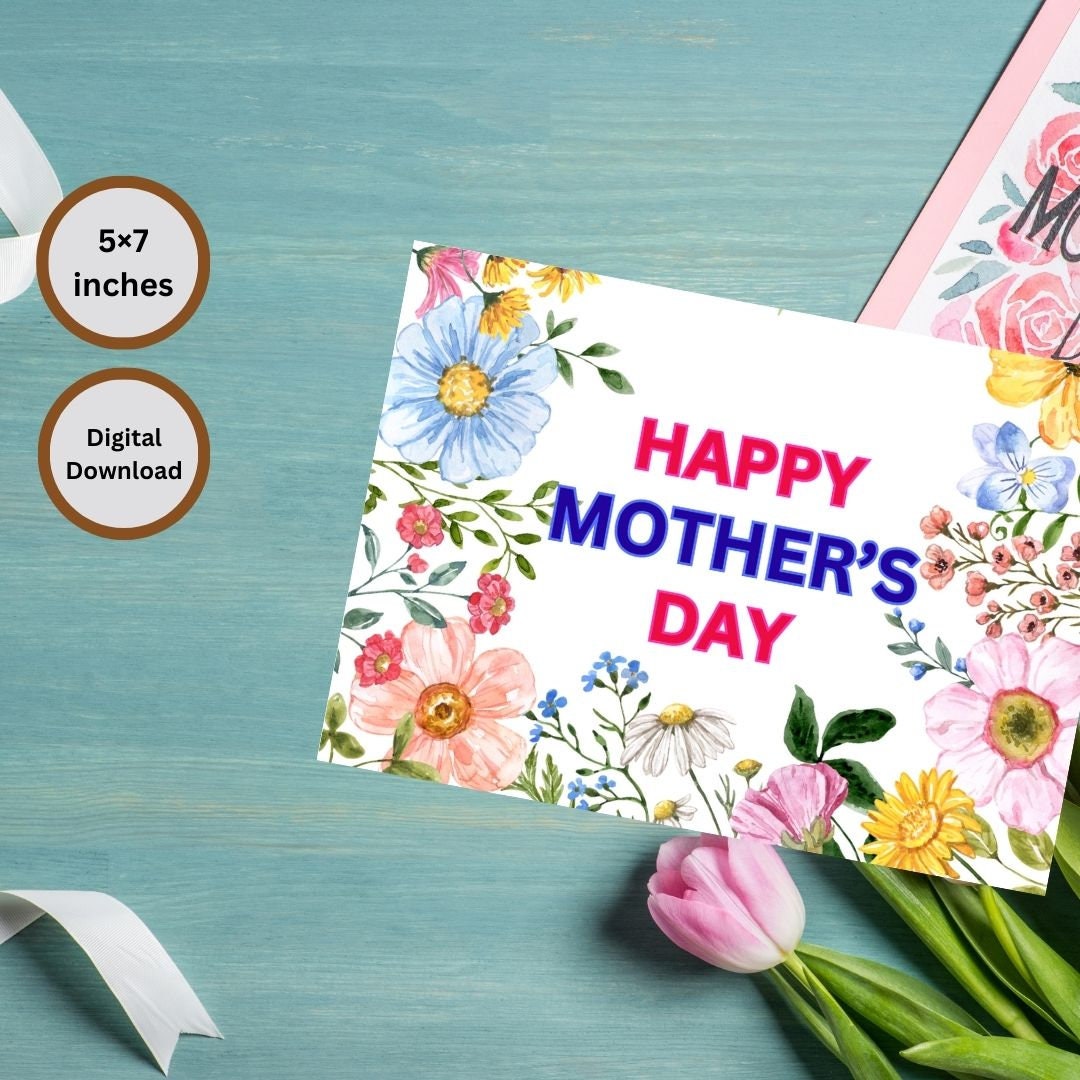 Happy Mother's Day Digital Card, Printable Mother's Day Card,botanical ...