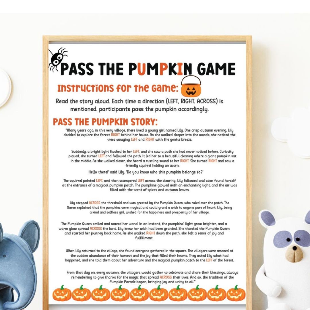 Pass the Pumpkin Game,halloween Printable Game,left,right,across Pass ...