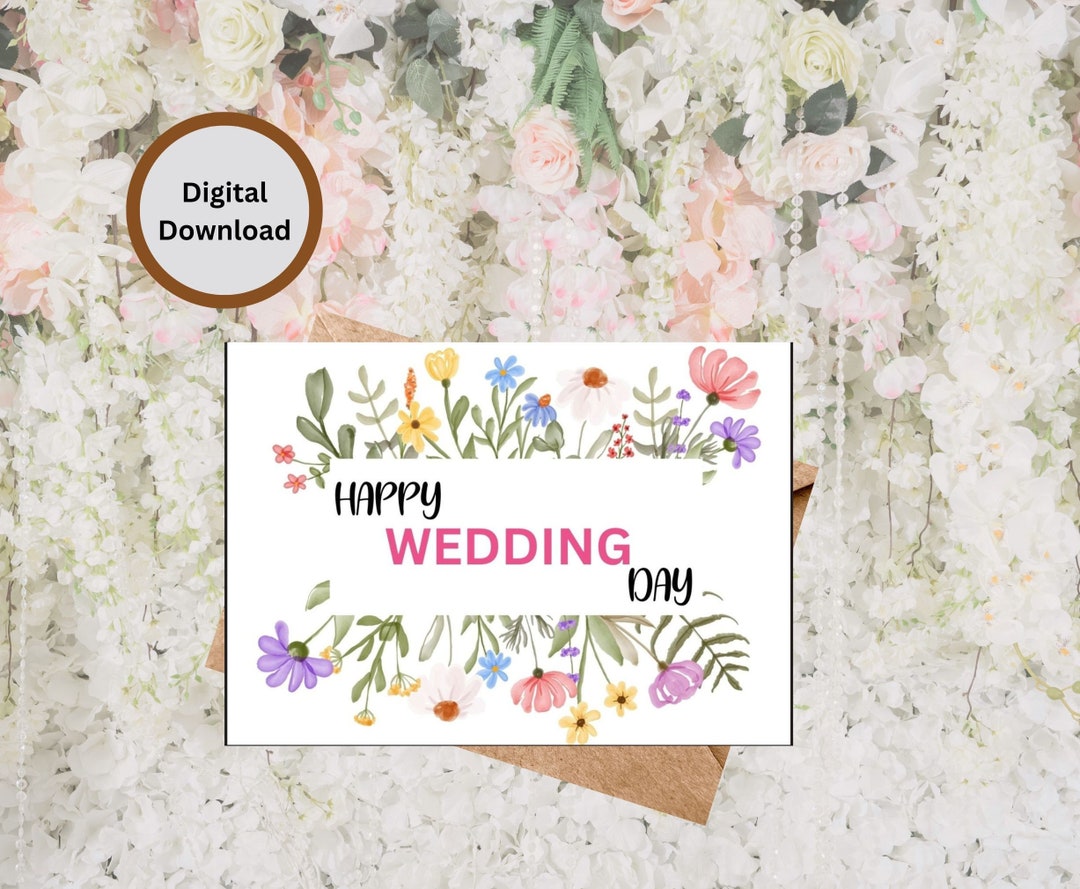 Happy Wedding Day Digital Card Printable Wedding Card - Etsy