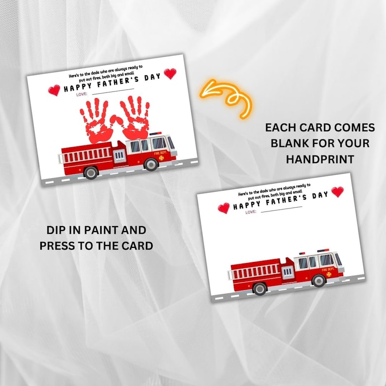 Firetruck Handprint Art: Father's Day Keepsake (PDF) - Etsy
