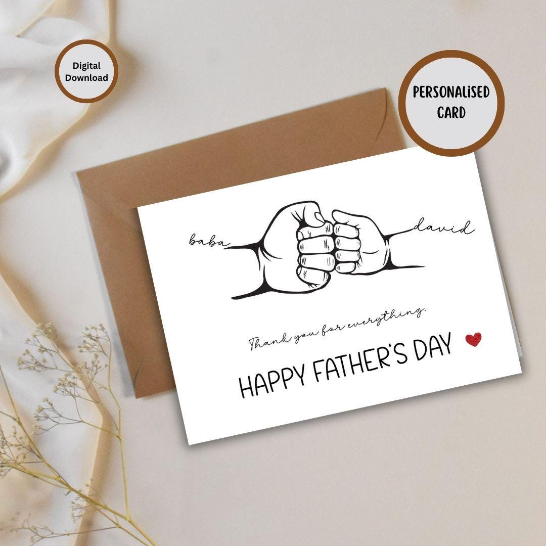 Personalised Hand Print Father's Day Card | Special Card for Daddy ...
