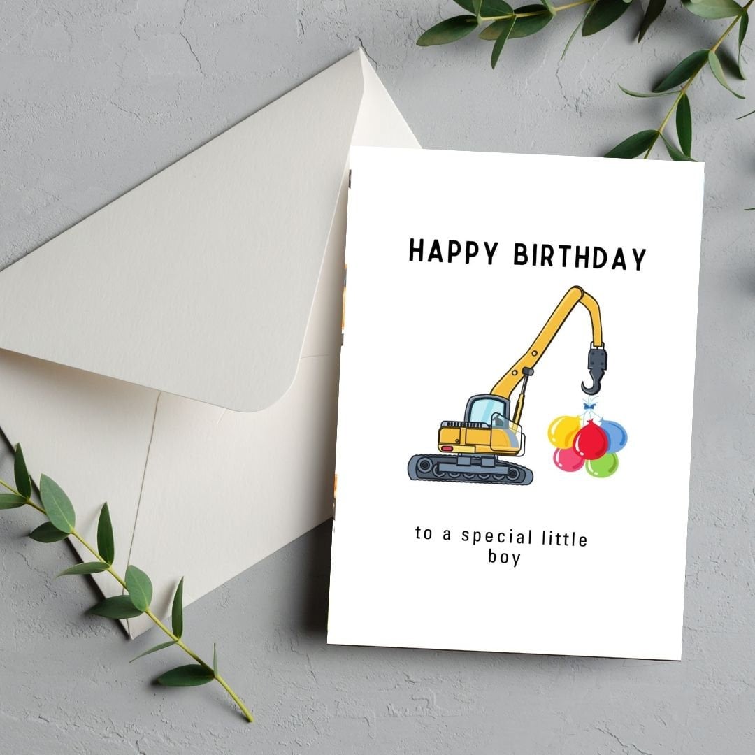 Printable Construction Truck Birthday Card for Kids,dumper Truck ...
