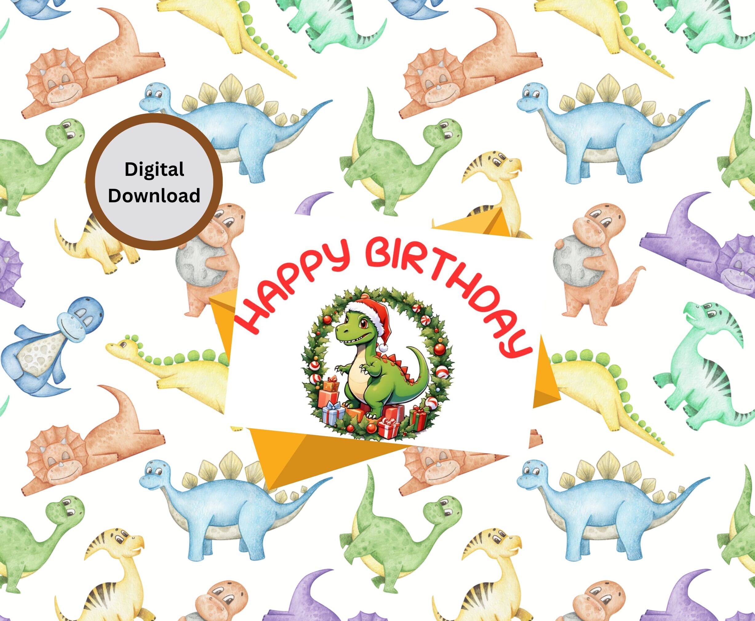 Printable Dinosaur Birthday Card for Kids,dino Card,,digital Download ...