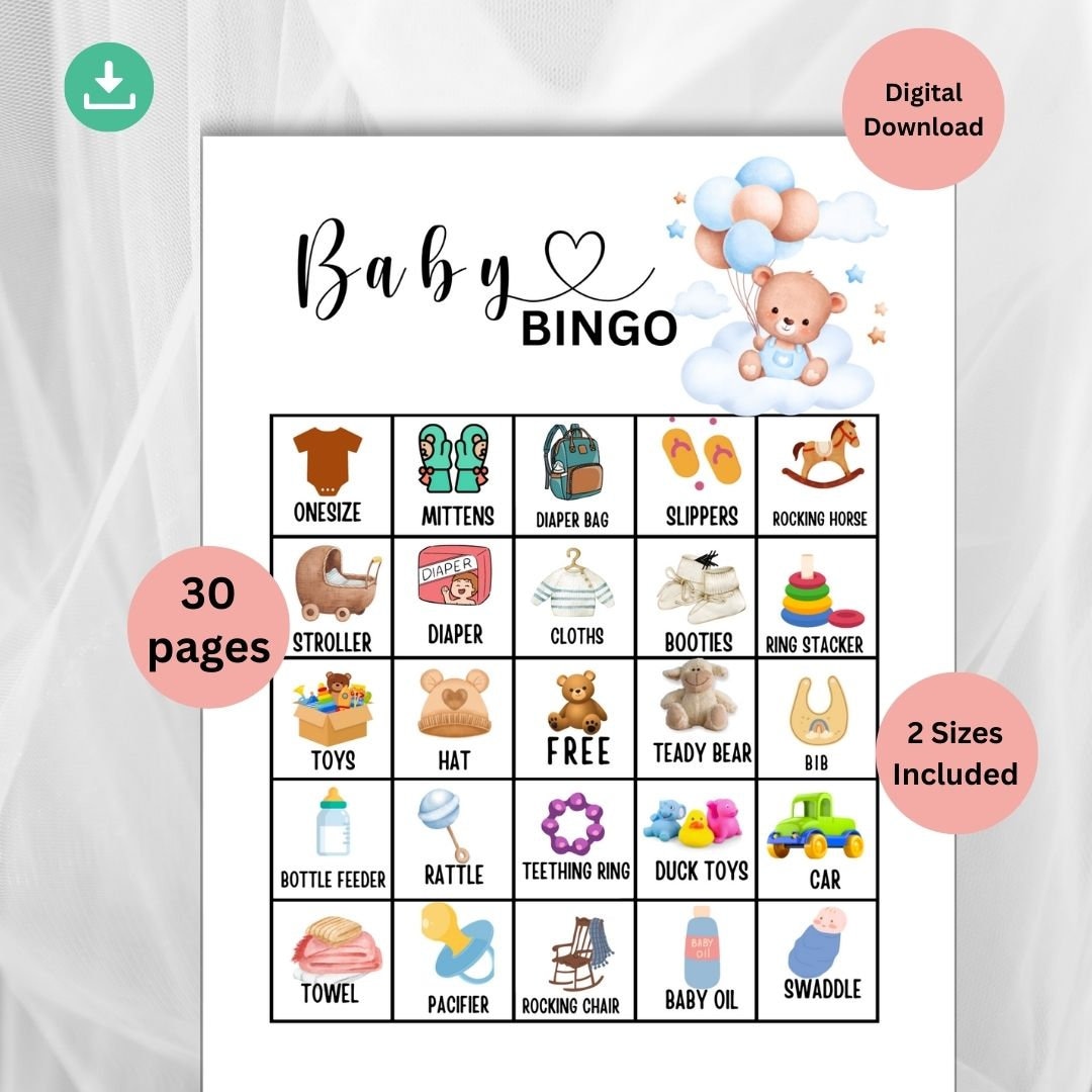 Baby Shower Bingo Game Printable-baby Boy Girl Bingo Games-gender ...