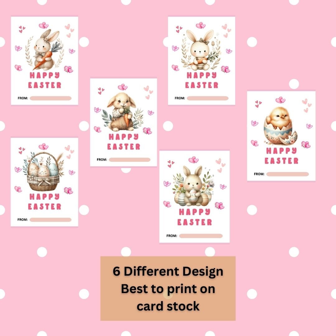 Printable Easter Card,classroom Easter Cards for Kids, Easter Gift ...