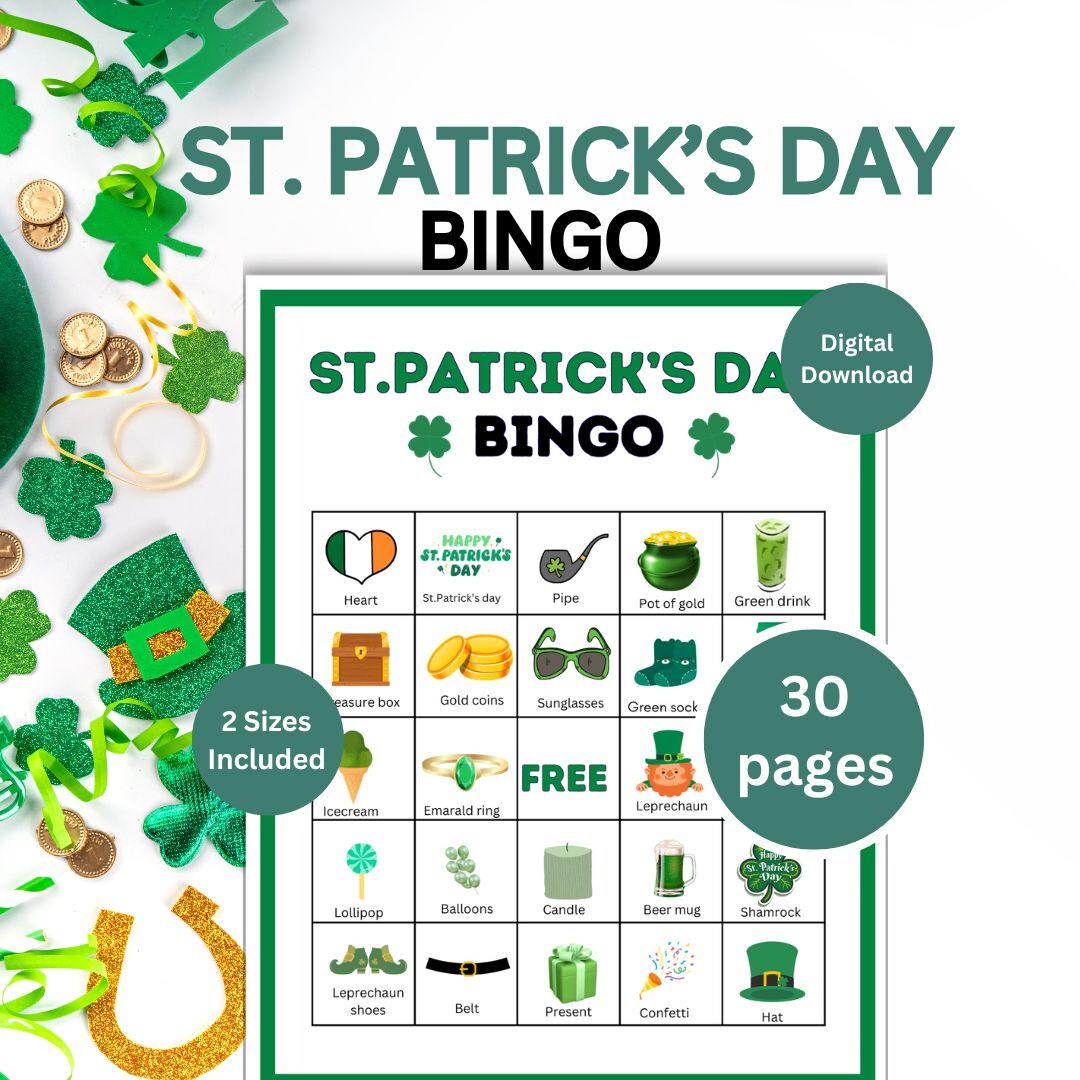 St.patrick's Day Bingo Game, Printable-30 Bingo Game, St.patrick's ...
