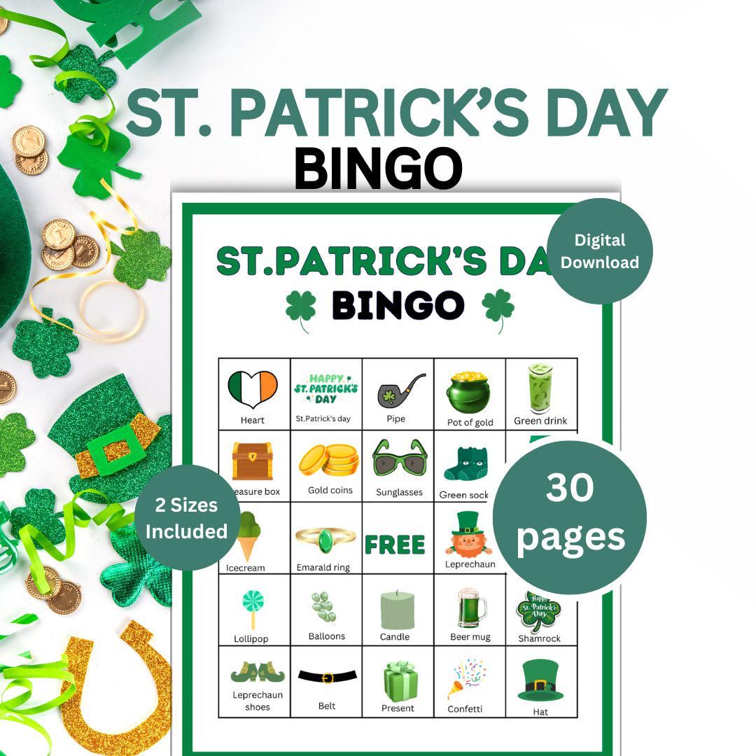 St.patrick's Day Bingo Game, Printable-30 Bingo Game, St.patrick's ...