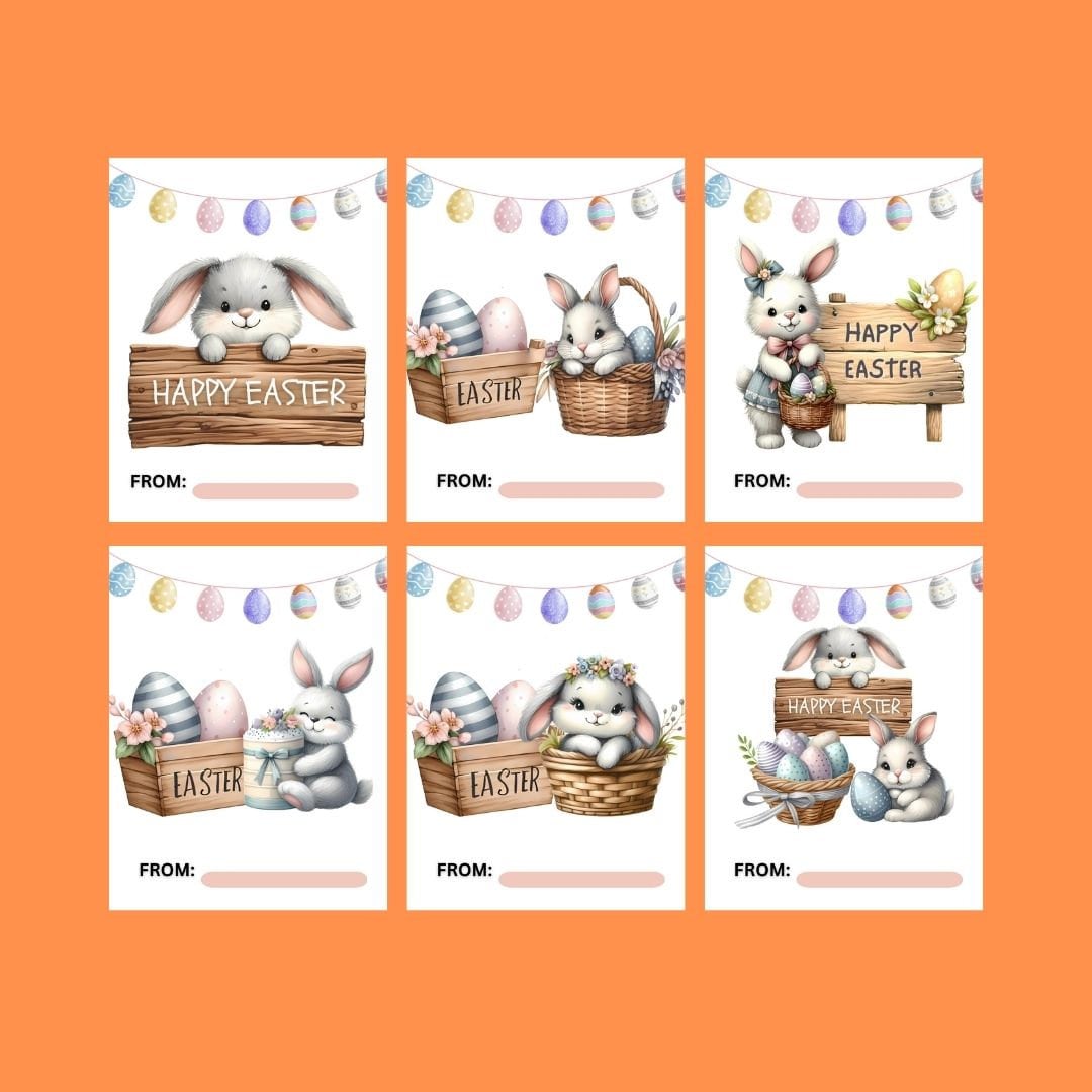 Printable Bunny Easter Card,classroom Easter Cards for Kids, Easter ...
