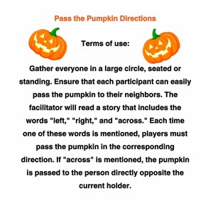 Pass the Pumpkin Game,halloween Printable Game,left,right,across Pass ...