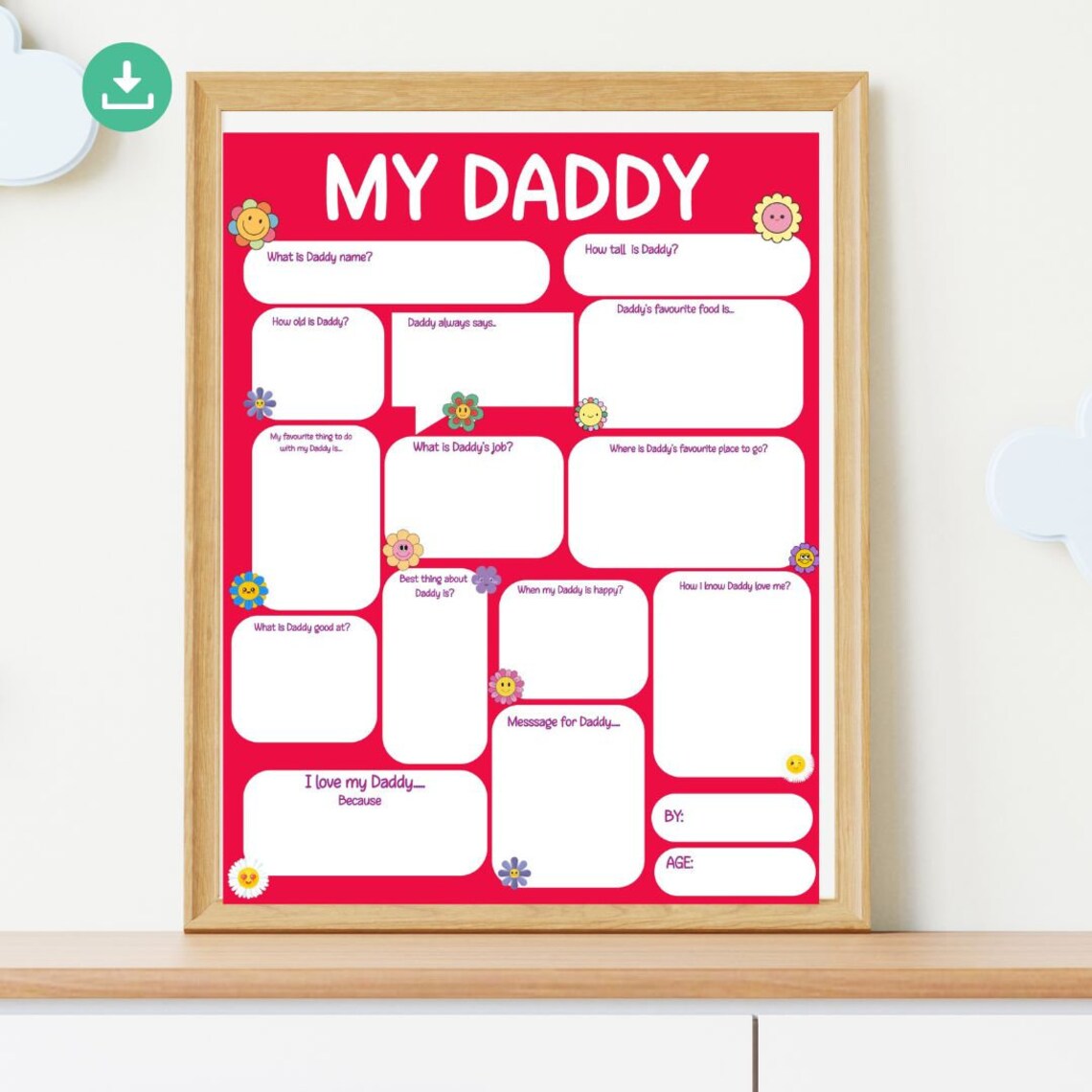 My Dad Printable Fill in Template,gift From Kids,fathers Day Gift,fill ...