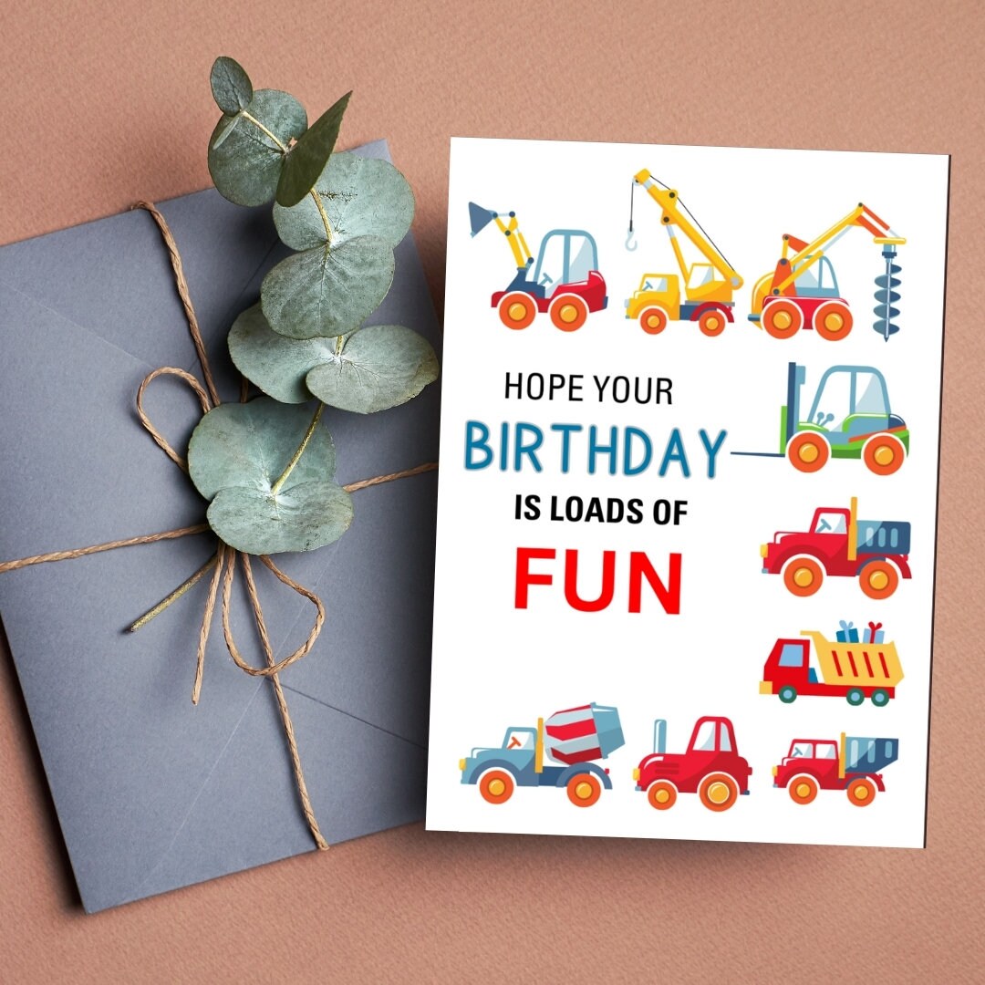 Printable Construction Truck Birthday Card for Kidsdumper - Etsy