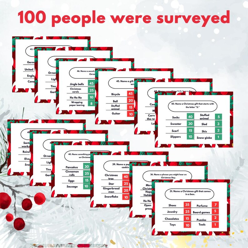Christmas Party Feud,christmas Family Feud Game Cards, Printable-50 ...
