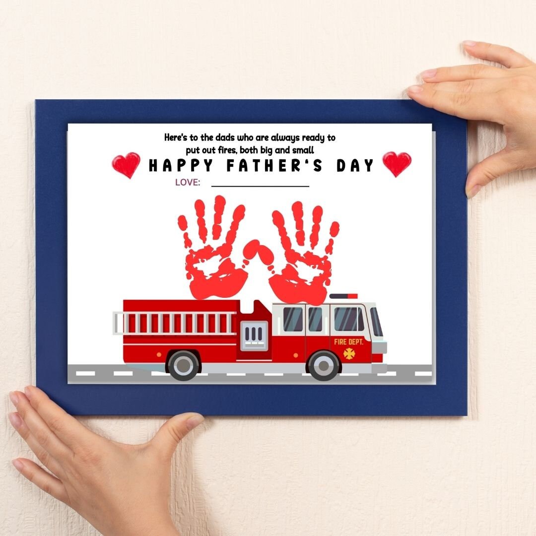 Firetruck Handprint Art: Father's Day Keepsake (PDF) - Etsy