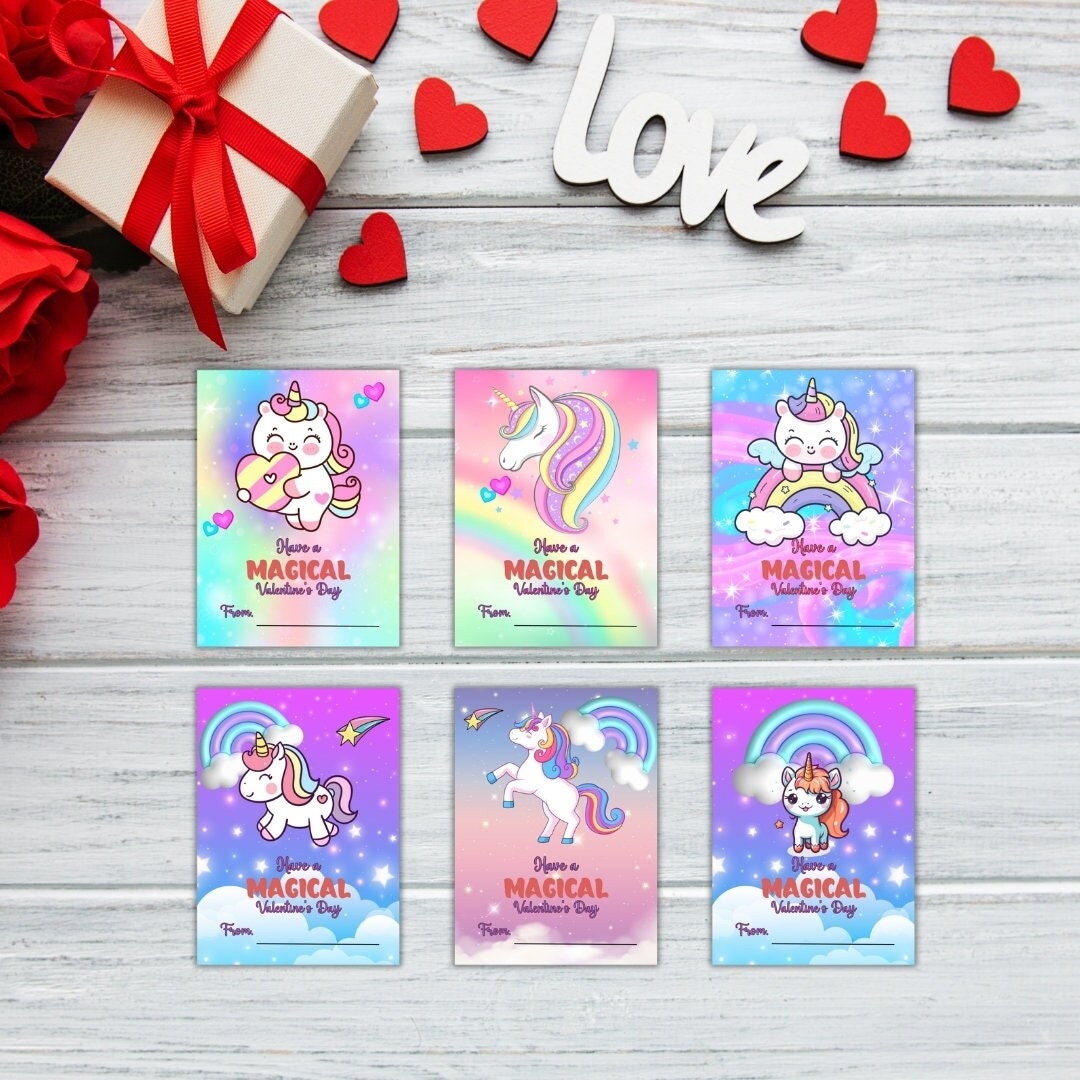 Printable Unicorn Valentine's Day Card,classroom Valentine Card for ...