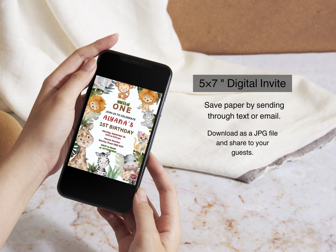 Editable Safari Birthday Invitation,wild One 1st Birthday Invitation ...