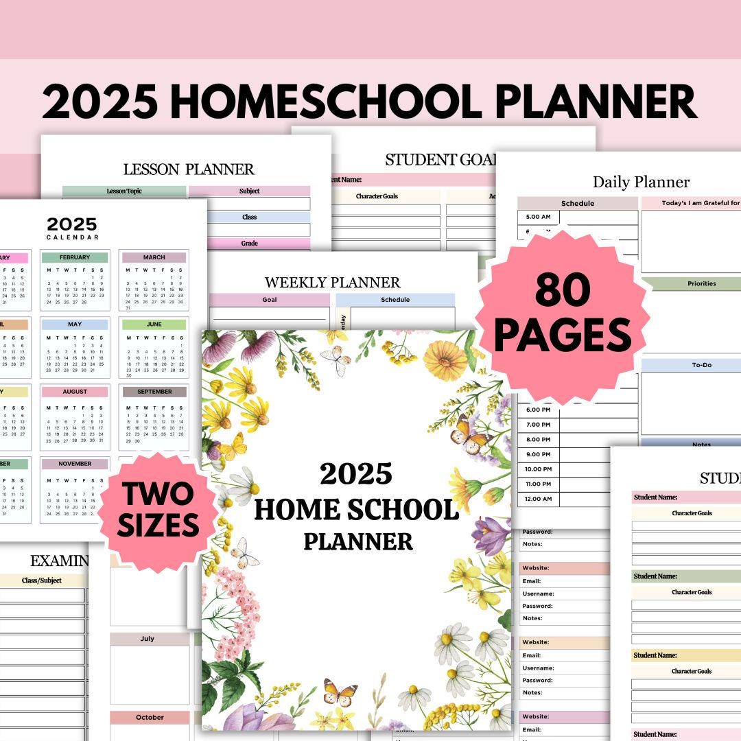 Homeschool Planner, Planner Printable ,lesson Planner,weekly Planner ...