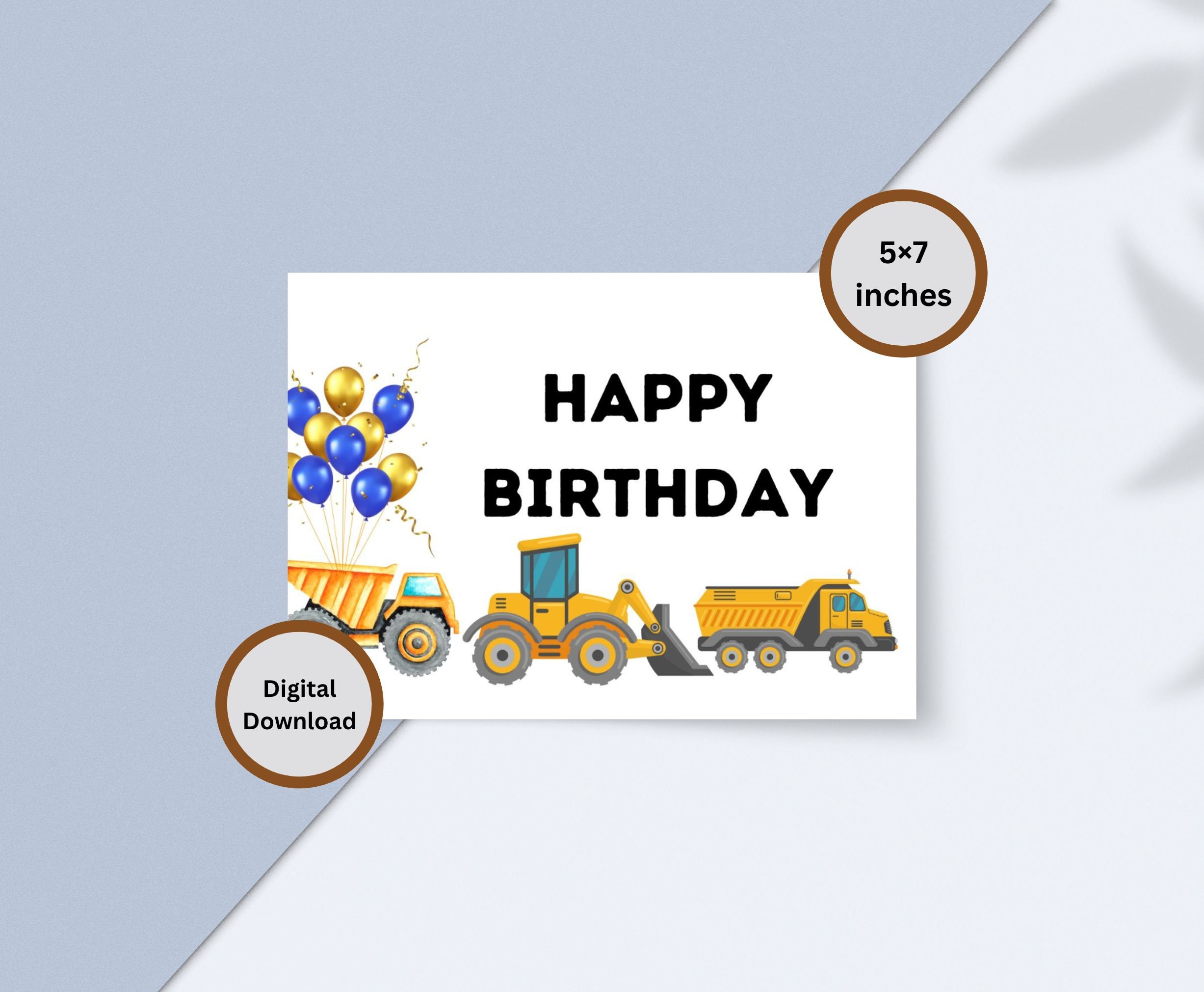 Construction Truck Birthday Card for Kids (digital Download) - Etsy