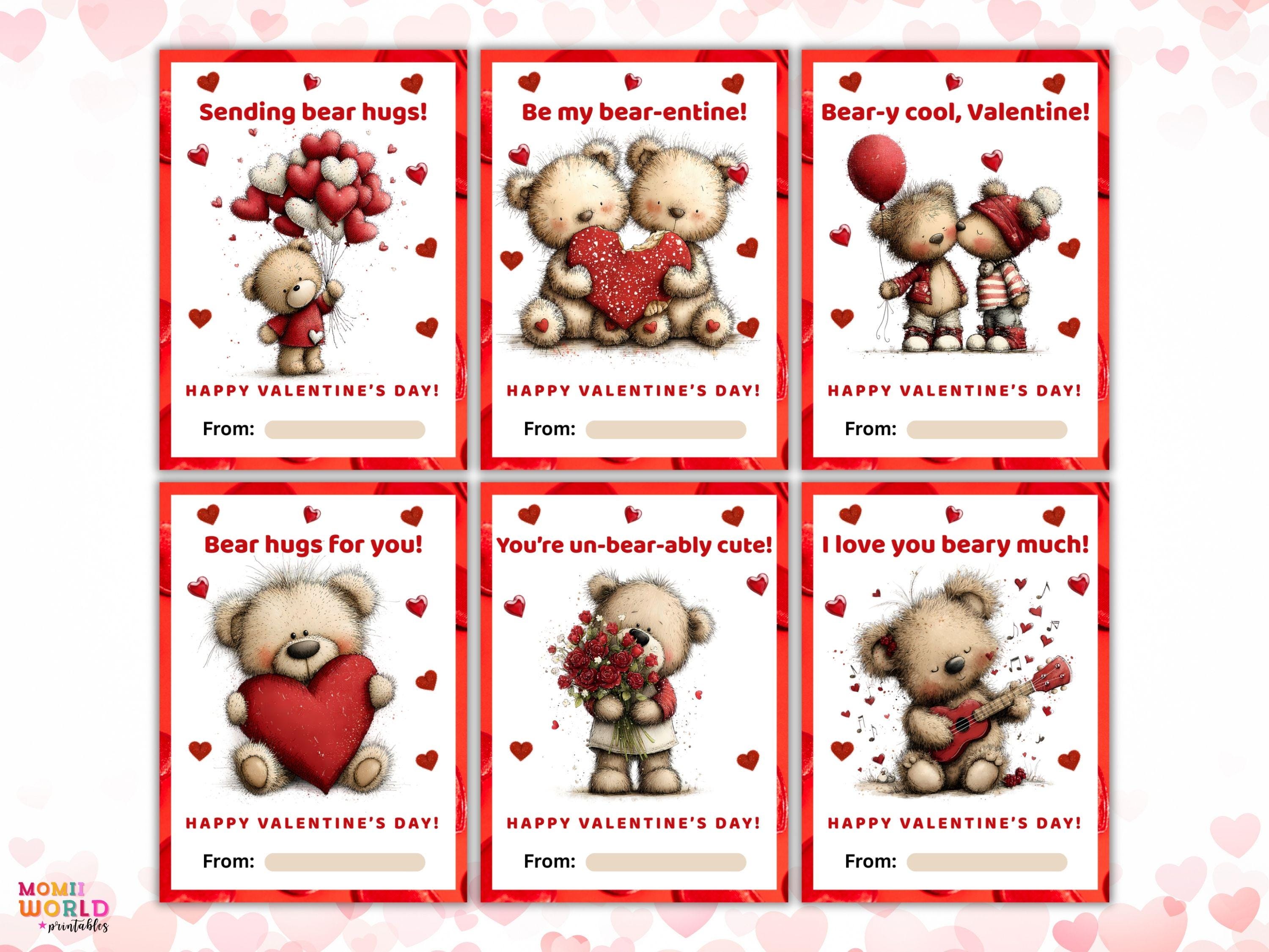 Teddy Bear Valentine Classroom Cards for Kids | Funnyteady Cards ...